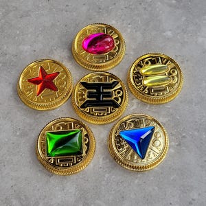Six Zeo Crystal Ranger Coin Set of 6 Gold for Bandai Power Legacy ...