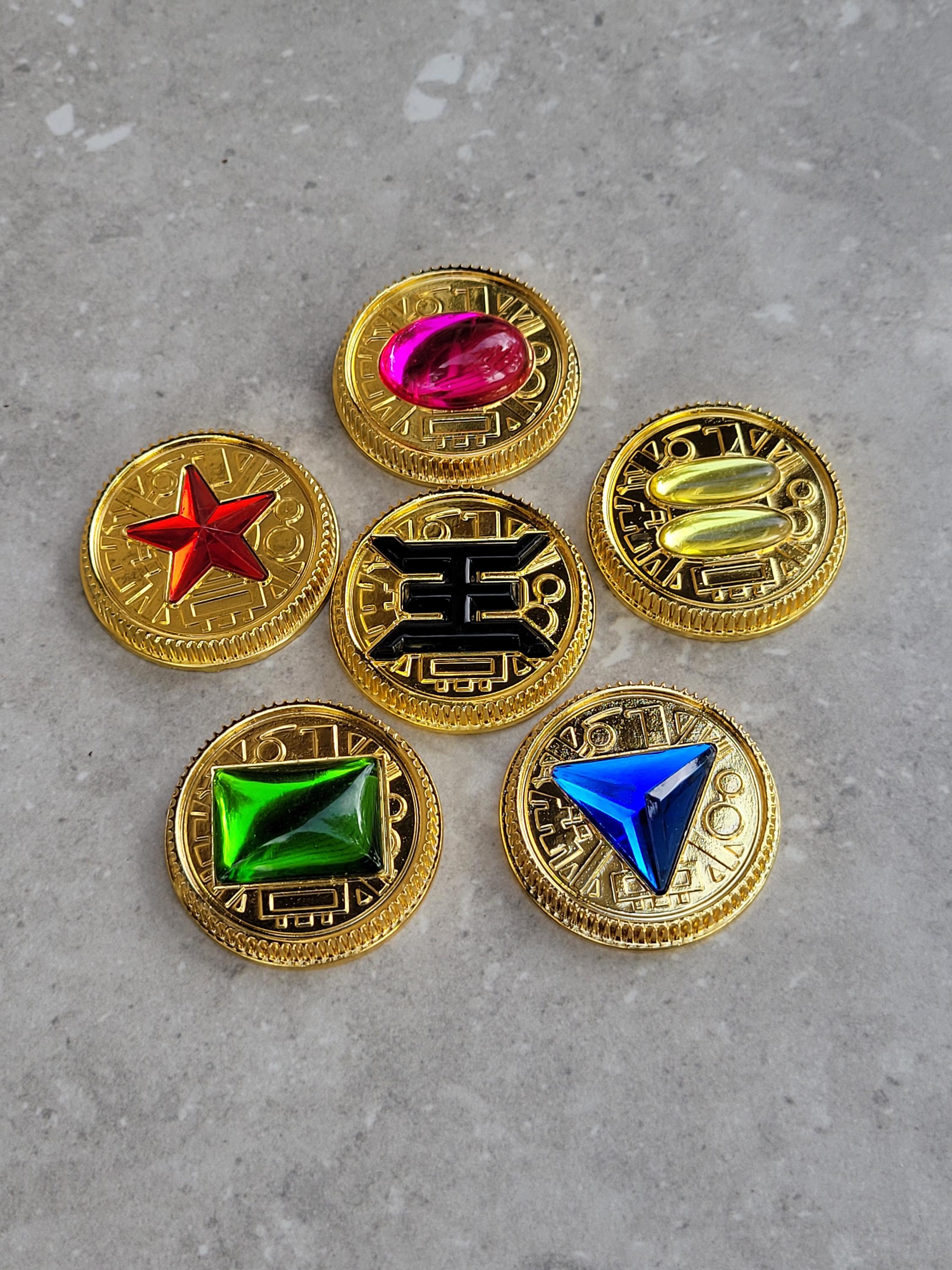 Six Zeo Crystal Ranger Coin Set of 6 Gold for Bandai Power Legacy ...
