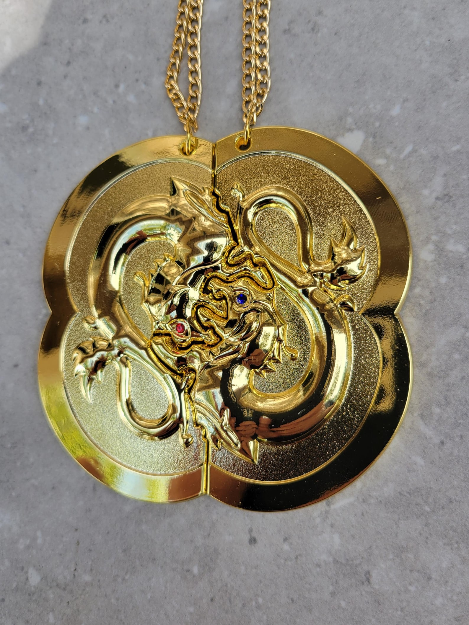 Double Dragon Gold Medallion Cosplay Prop Metal Necklace - Etsy