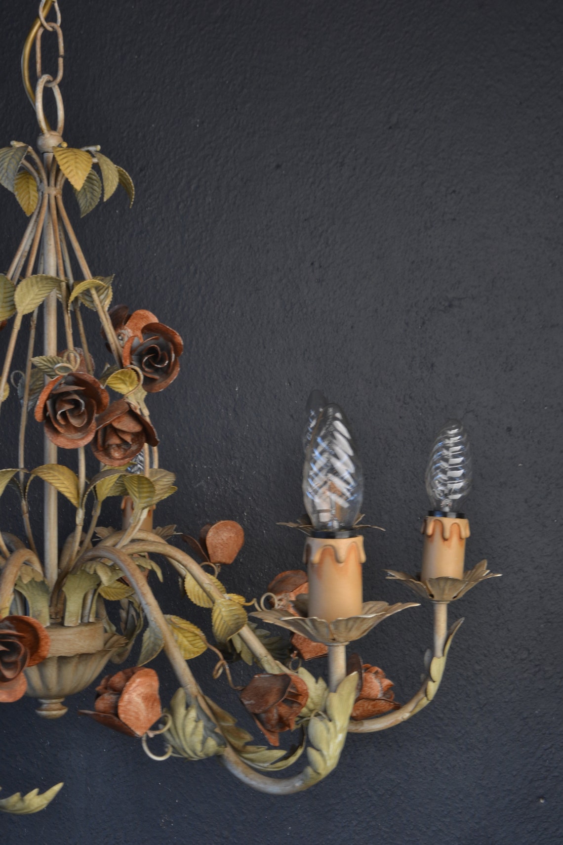Beautiful Stunning Tole Flower Chandelier - Etsy