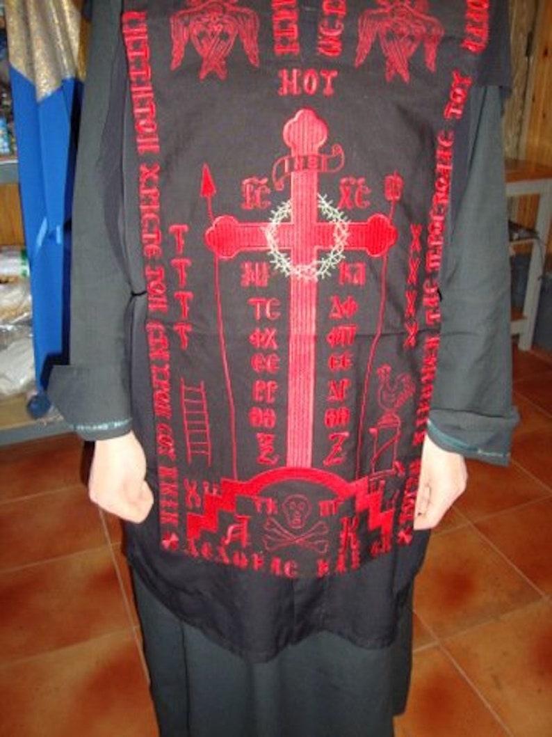 An Orthodox Christian Athonite Style Large Embroidered Great Schema ...