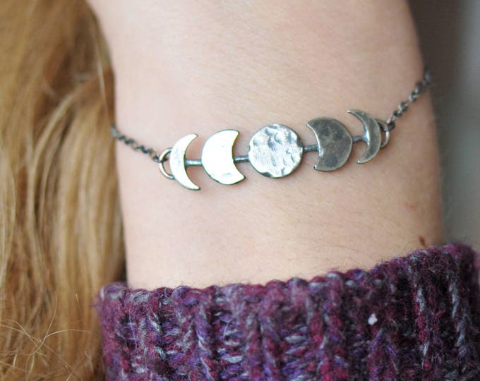Silver Bracelet, Moon Phases Bracelet, Moon Phase Jewelry, Moon ...