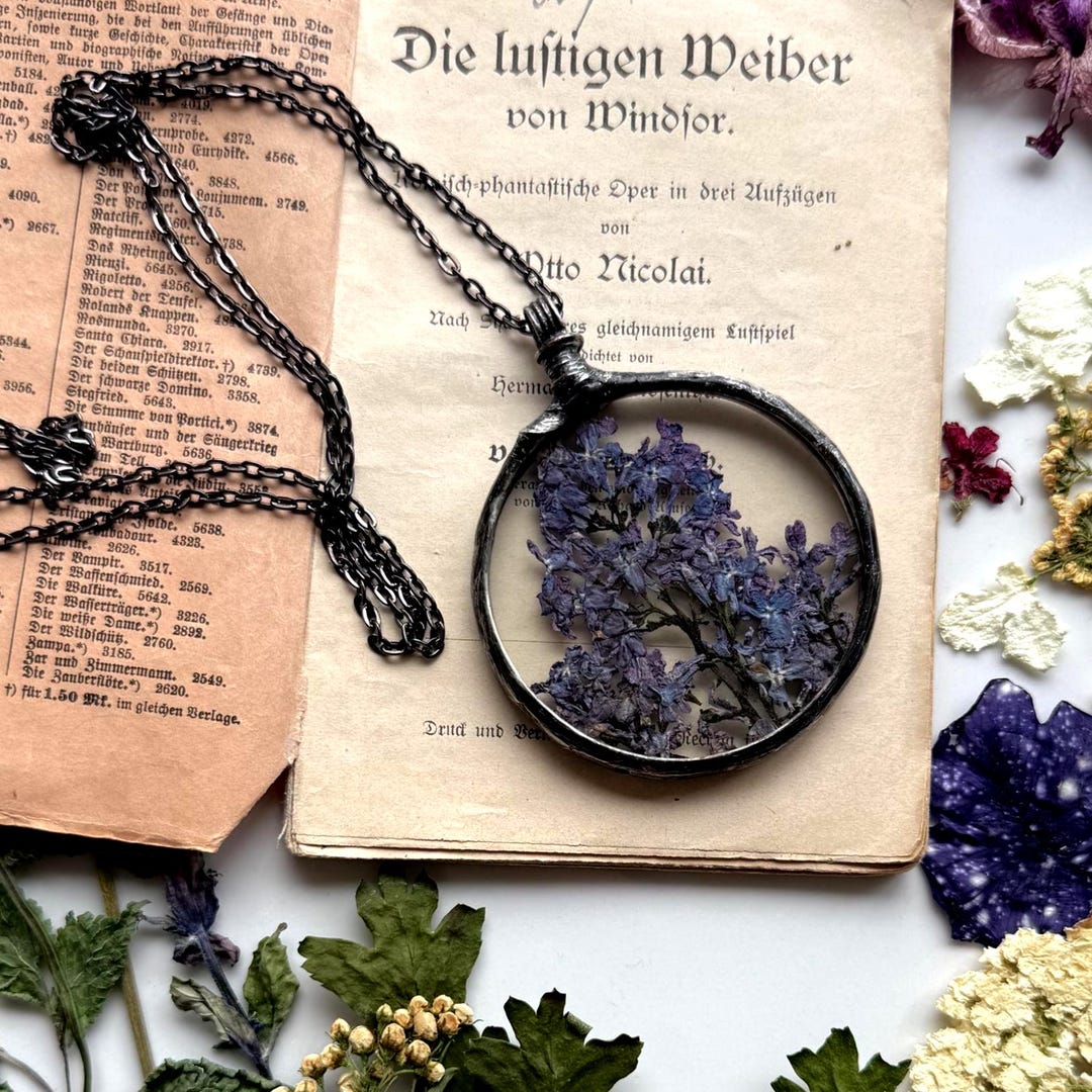 Lilac Flower Necklace | Real Pressed Lilac Pendant | Large Glass ...