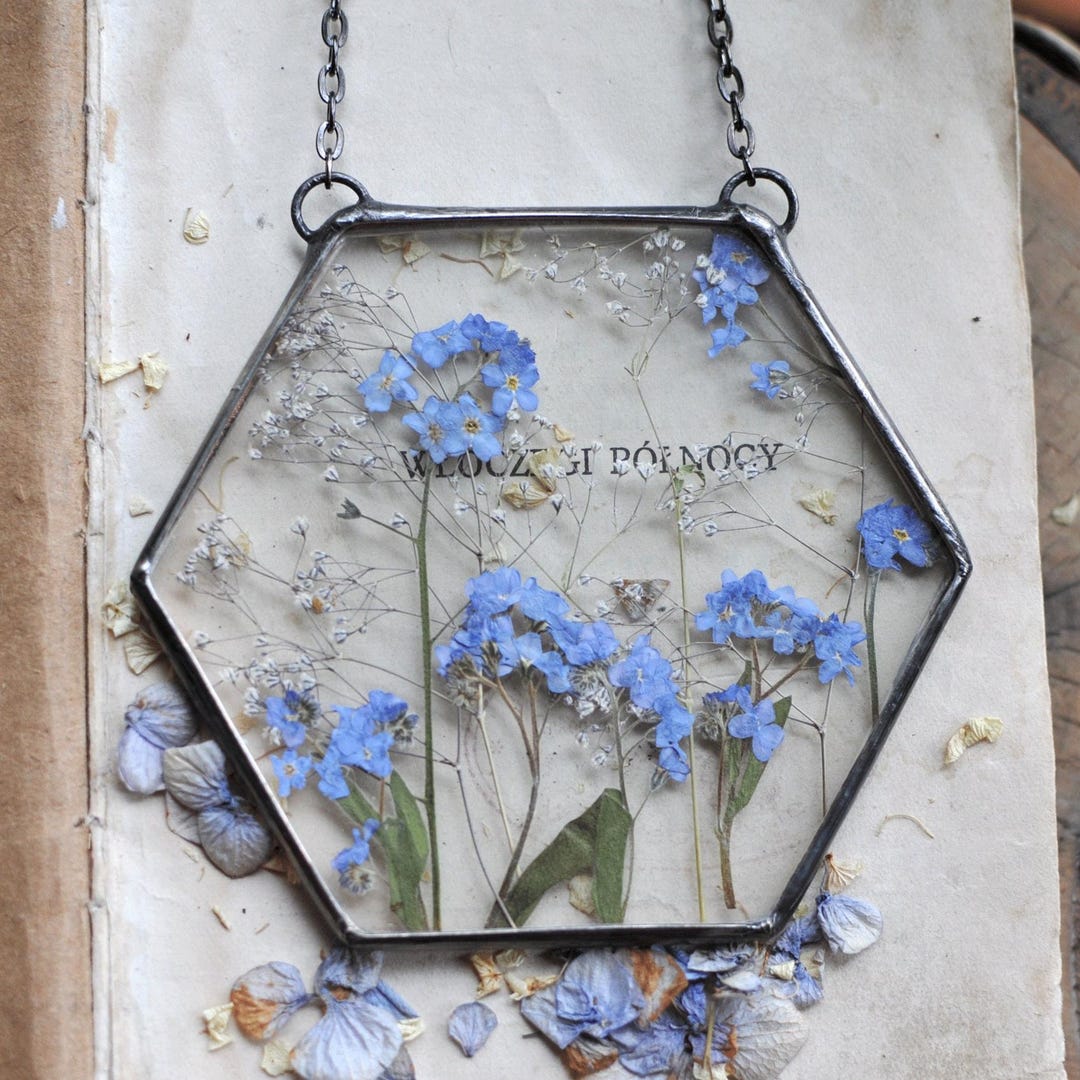Forget Me Not Frame – Pressed Flower Glass Decor, Botanical Wall ...