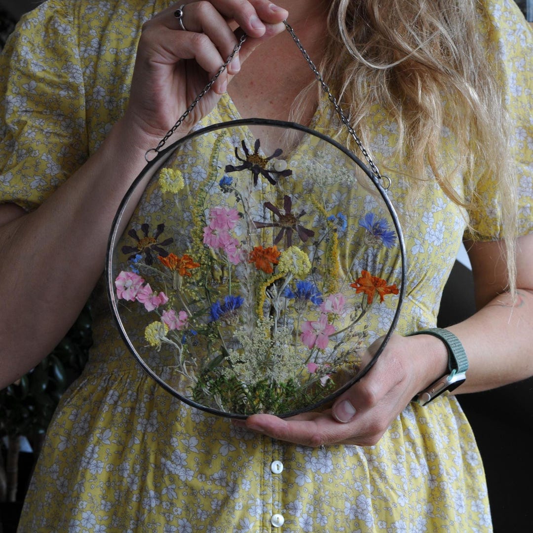 Pressed Flower Glass Frame Set: Handmade Stained Glass Look, Real ...