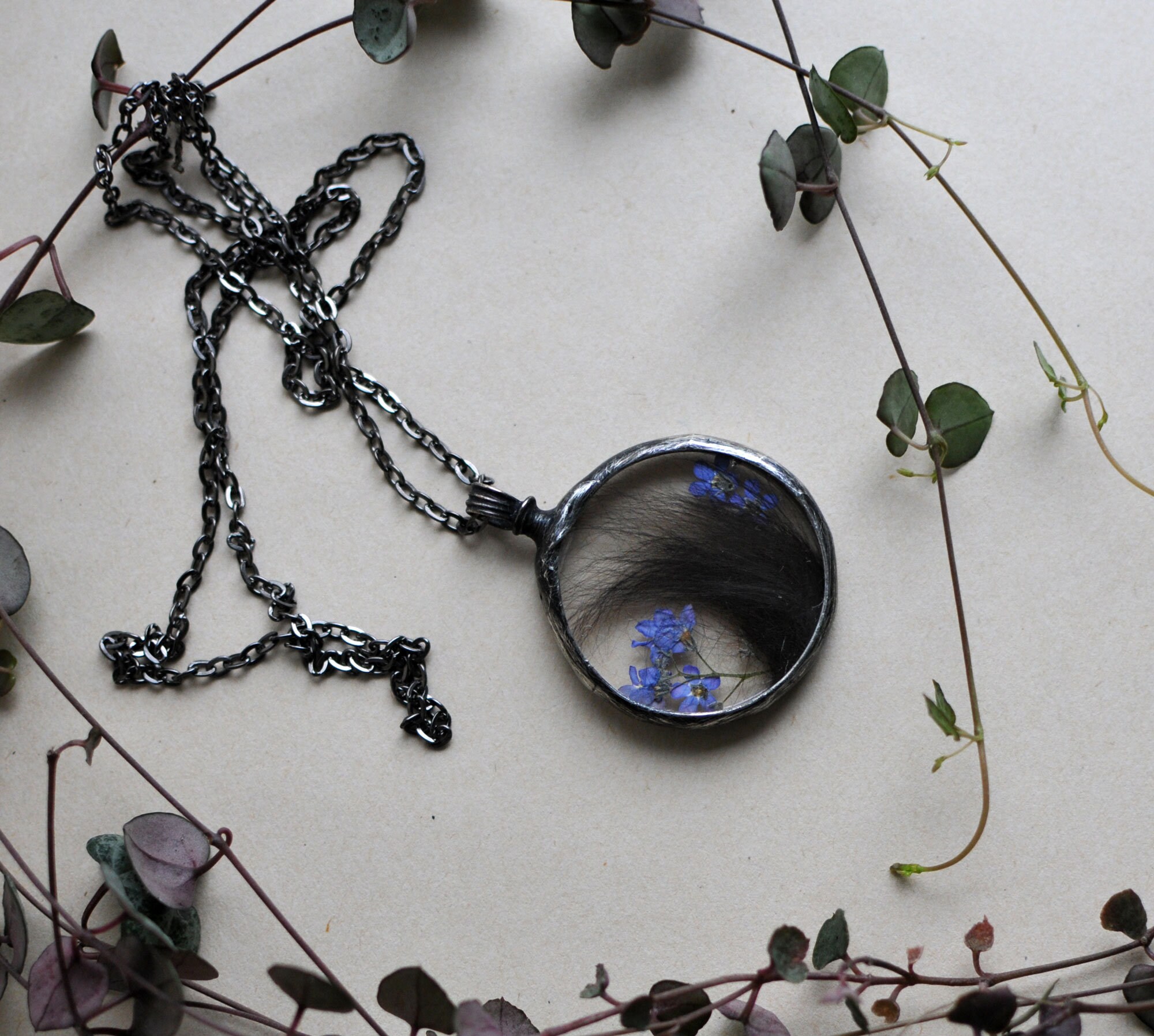 Memorial Hair Necklace – Real Lock of Hair Keepsake in Glass ...