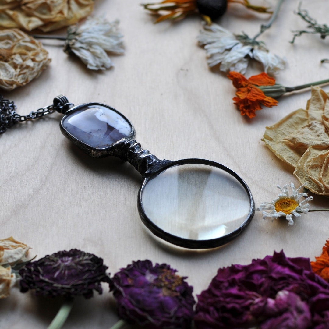 OAK, Agate Necklace, Magnifying Glass, Gemstone Pendant, Gift for ...