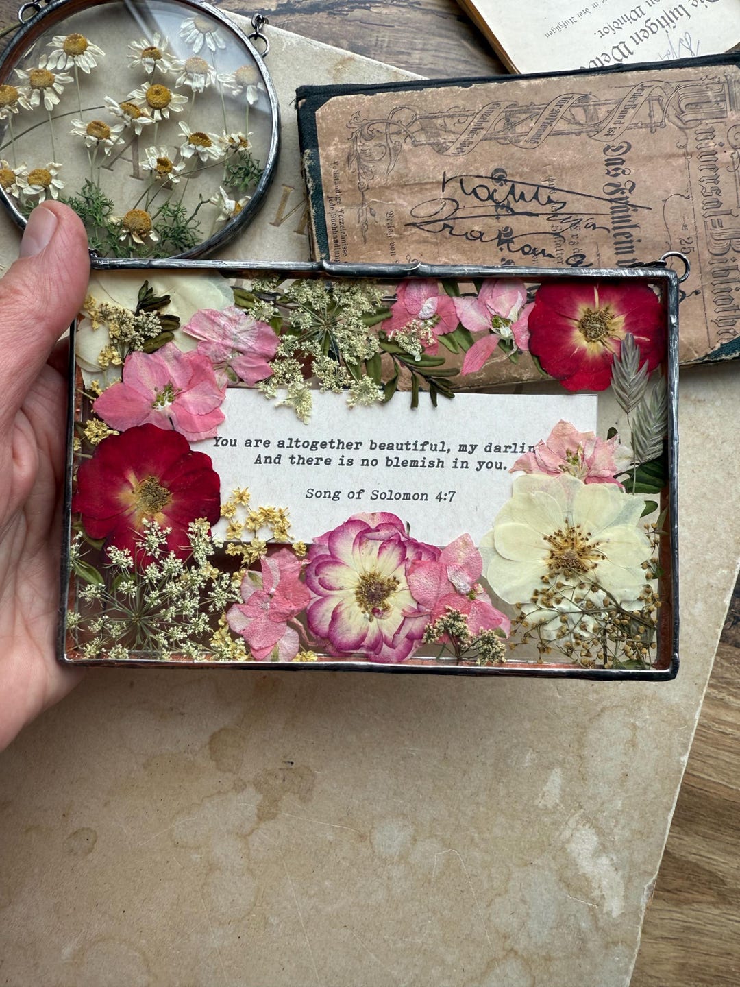 Pressed Flower Frame: Stained Glass Bible Verse Wall Art - Etsy