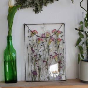 Real Carnations Flowers Herbarium Frame Stained Glass Art Pressed ...