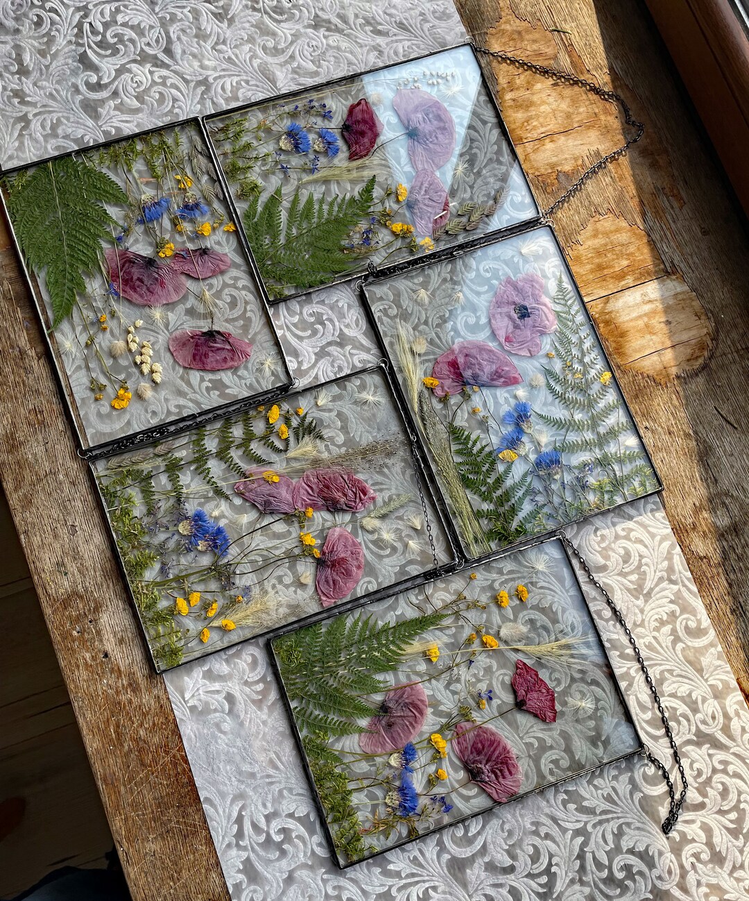 Set of 5, Pressed Flowers Frame, Gift for Women, Mom, Botanical Wall ...