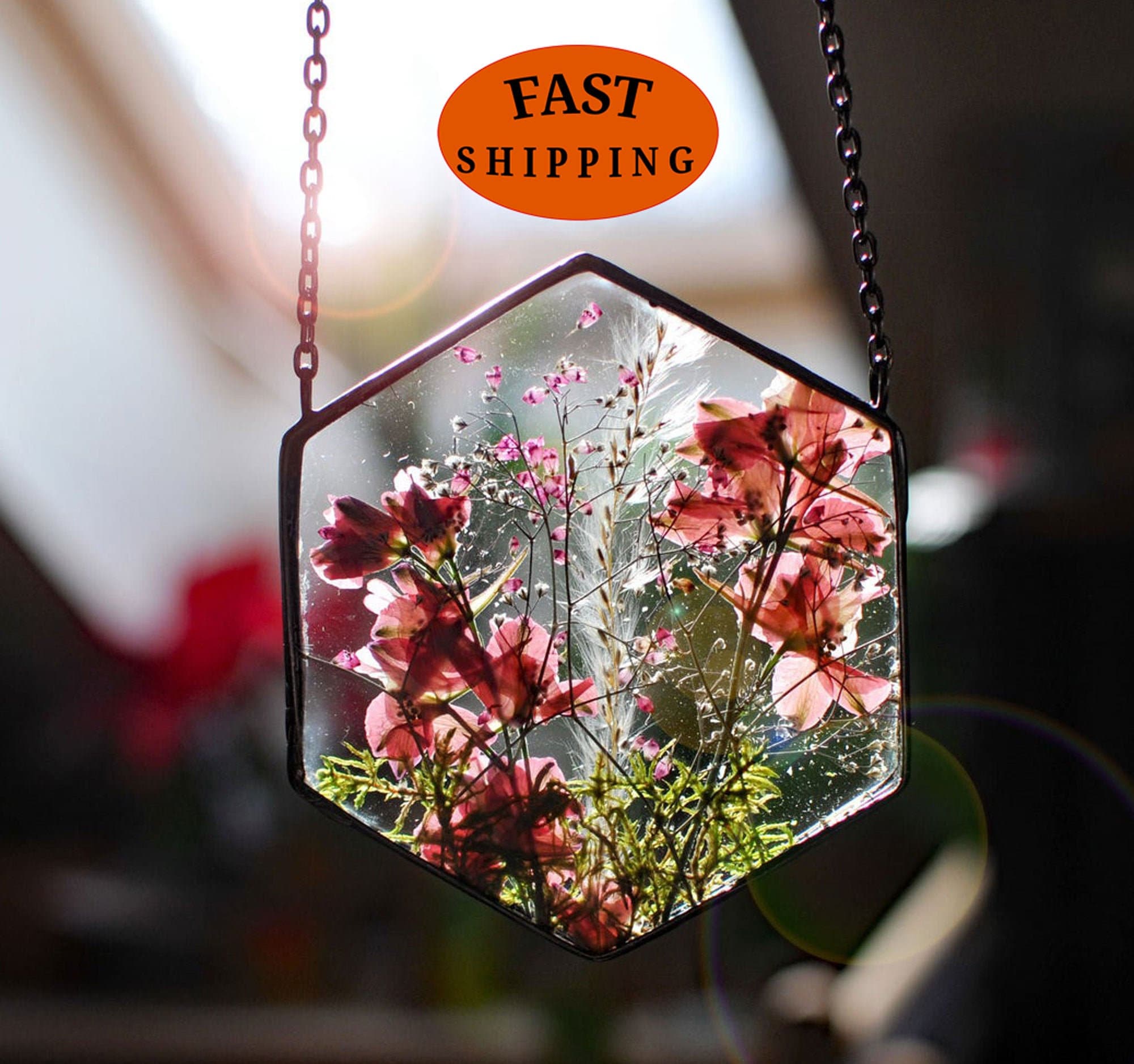 Pressed Flowers Frame Herbarium Wall Hanging Home Decor Floral ...