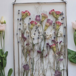 Real Carnations Flowers Herbarium Frame Stained Glass Art Pressed ...