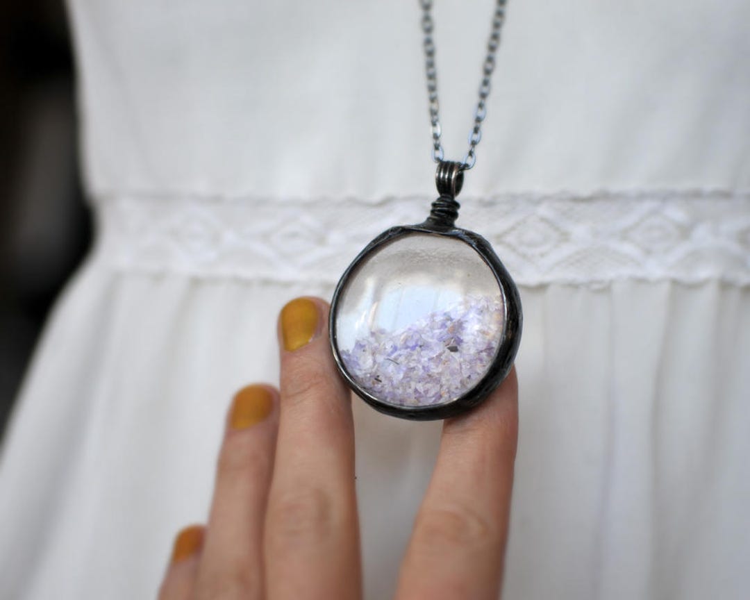 Amethyst Suncatcher Necklace: Smashed Gemstone Terrarium, Dancing ...