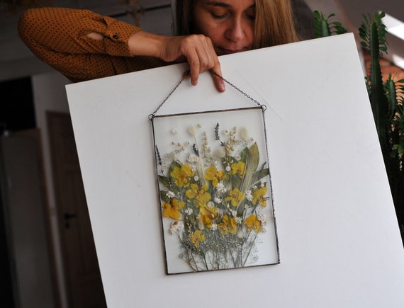 Yellow Pressed Flowers Dried Flower Bouquet Preserve - Etsy