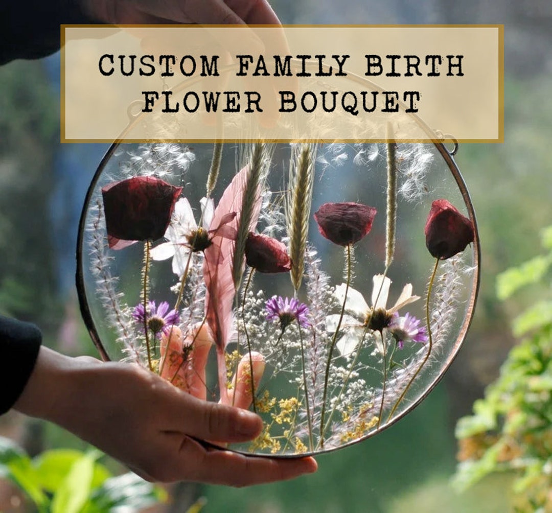 CUSTOM Birth Flowers Decor, Birth Flower Arrangement, Large Pressed ...