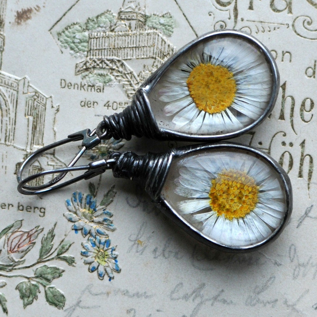 Dry White Flower, April Irth Flower Daisy, Schmuck, Ral Flower Earrings ...