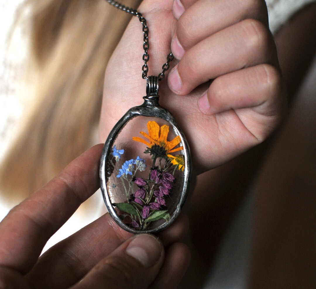 Pressed Flowers, Bridal Jewellery, Floral Jewelry, Terrarium Necklace ...