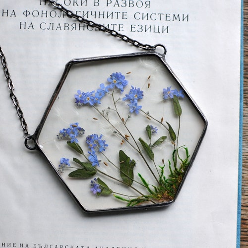 Forget Me Nots Stained Glass Frame Pressed Flower Frame - Etsy