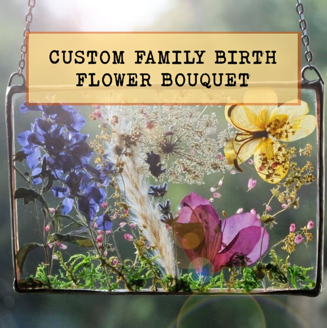 Custom Pressed Birth Flower Decor: Personalized Floral Arrangement - Etsy