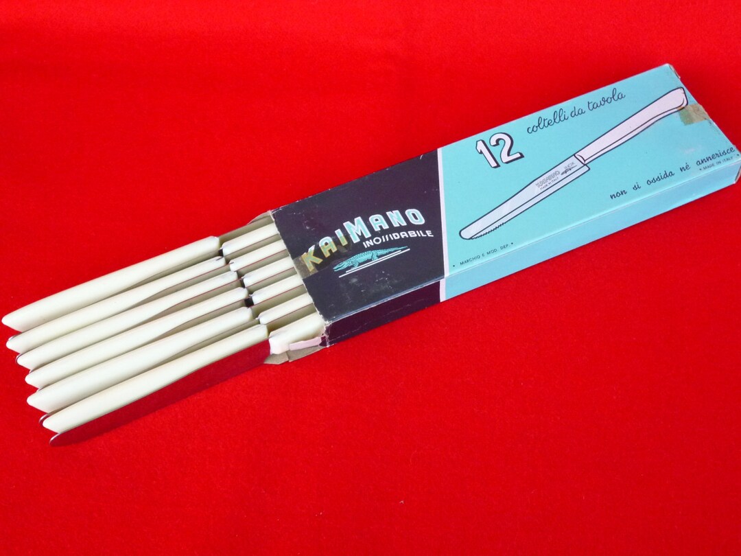 Vintage 80's NOS 12 Stainless Steel Kitchen Knives, Made by KAIMANO ...