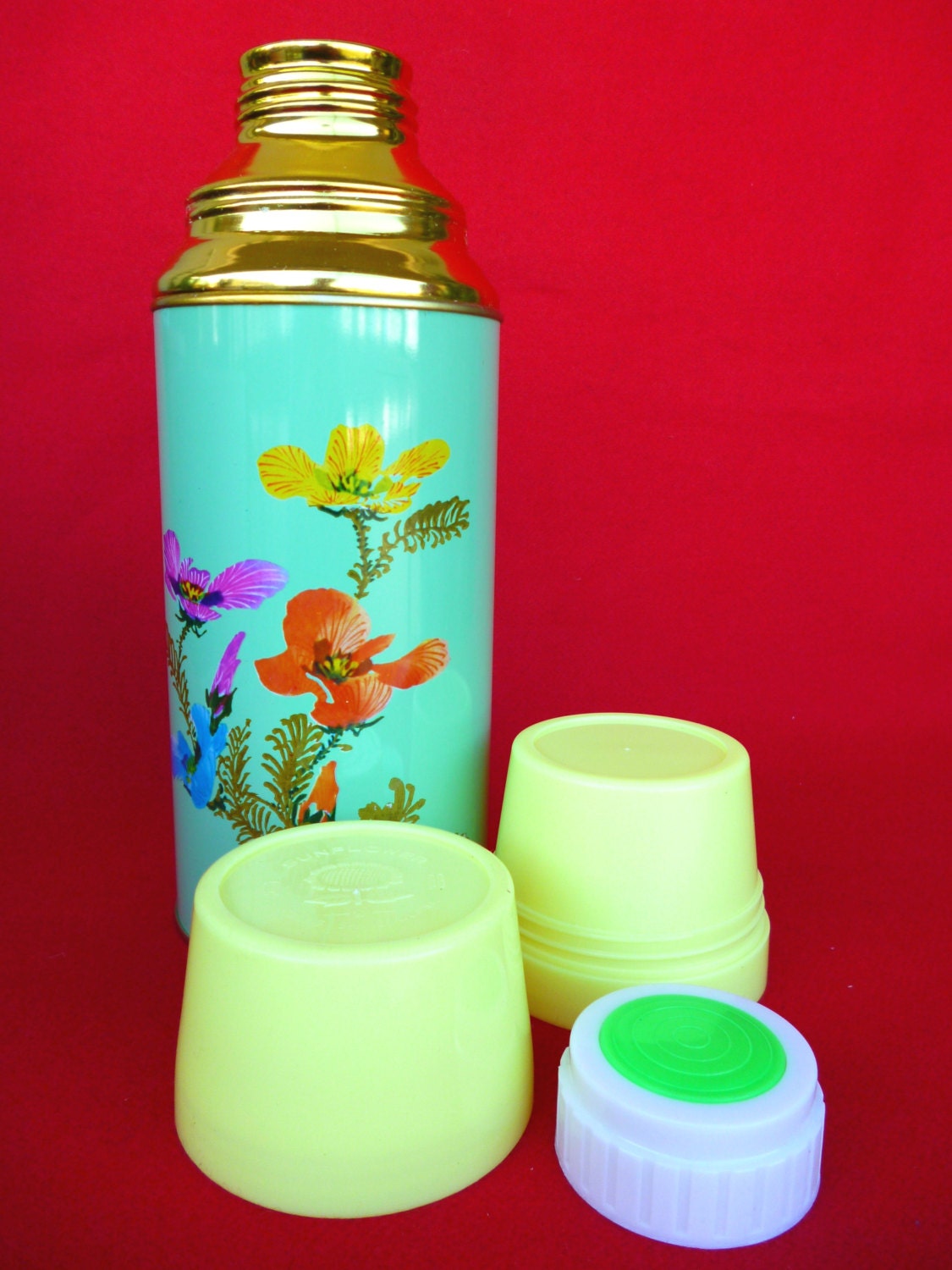 New Old Stock 80's Thermos - Vintage Thermos - Flower Thermos -travel ...