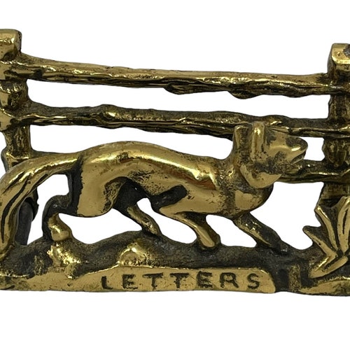 Vintage Solid Brass Fox Card Holder - Etsy