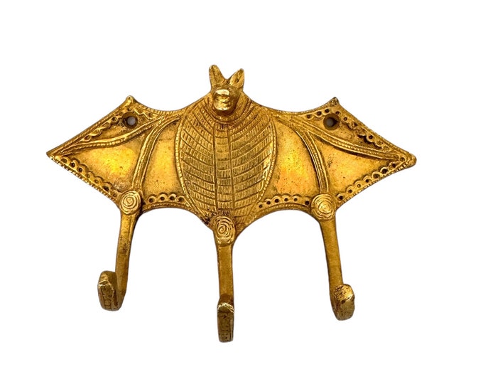 Vintage Brass Bat Key Hooks, Bat Wall Mounted Key Hanger, Bat Jewellery ...