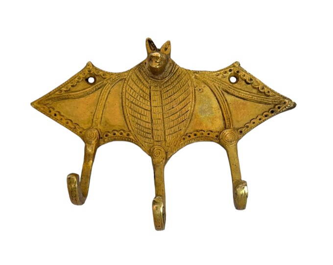 Vintage Brass Bat Key Hooks, Bat Wall Mounted Key Hanger, Bat Jewellery ...