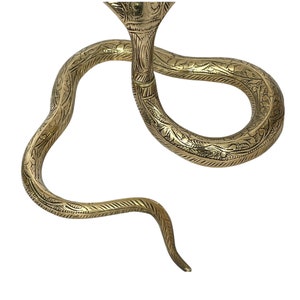Vintage Brass Snake Candle Holders, Two Large Enameled Cobra Snake ...