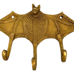Vintage Brass Bat Key Hooks, Bat Wall Mounted Key Hanger, Bat Jewellery ...