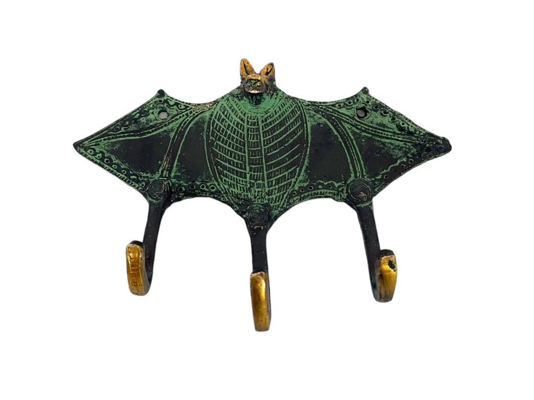 Vintage Brass Bat Key Hooks, Wall Mounted Key Hanger, Jewelry Hooks ...