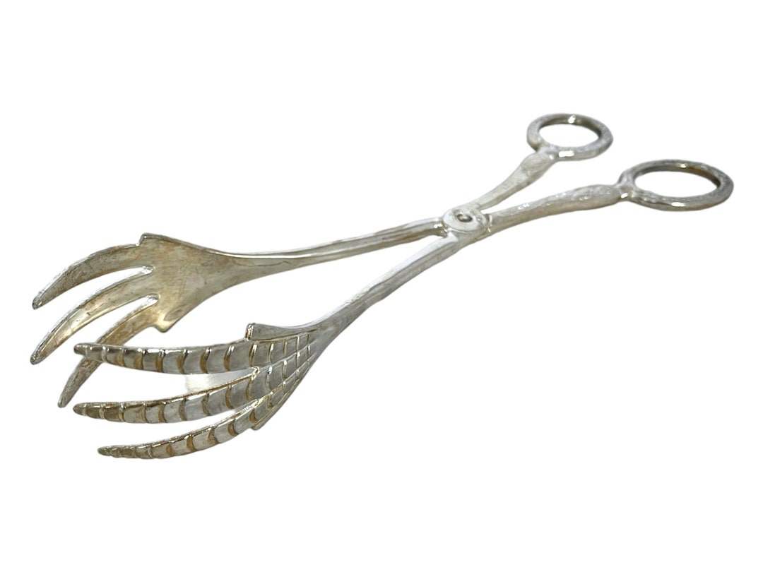 Vintage Silver Plated Scissor Claw Tongs, Bird Claw Tongs, Chicken Claw ...