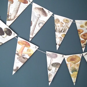 Paper Mushroom Bunting, Mushroom Decor, Paper Garland, Toadstool ...