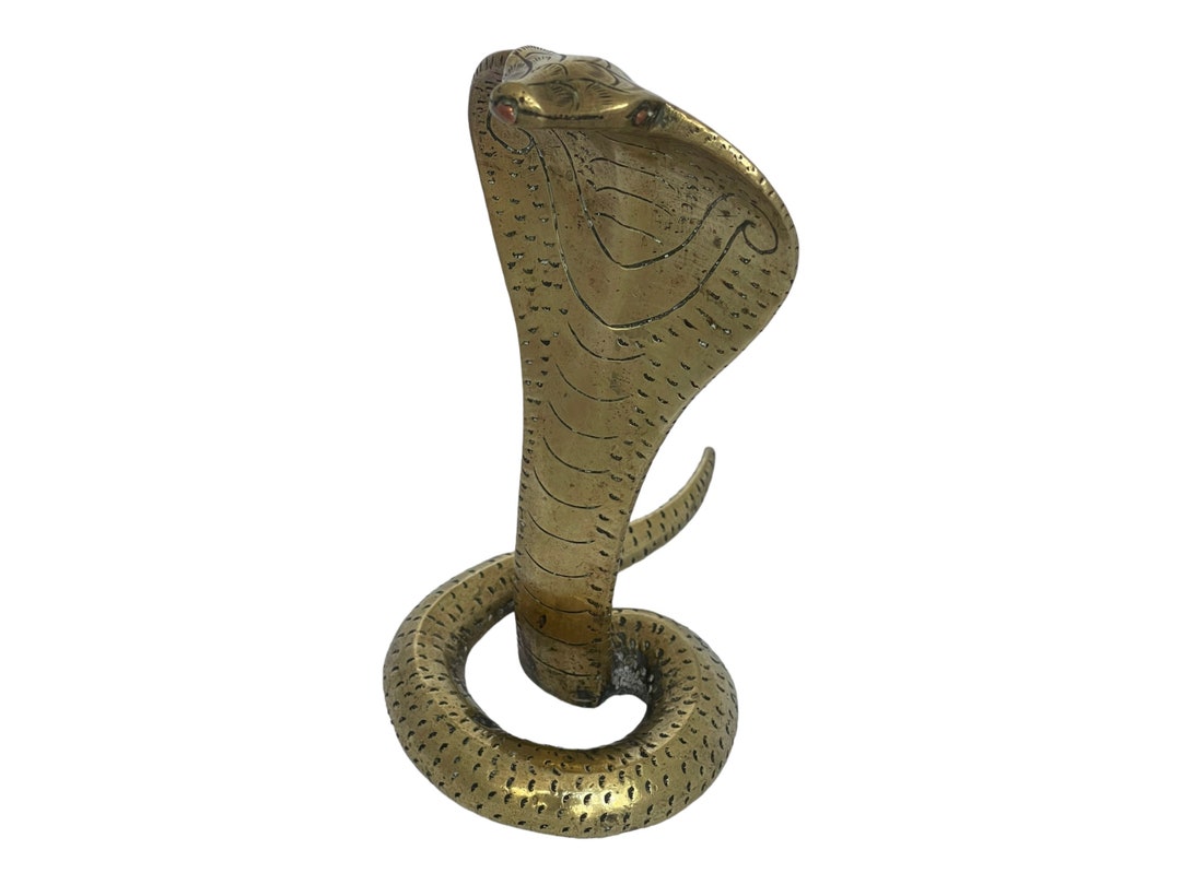 Vintage Brass Cobra Figurine, Brass Snake Ornament, Cobra Statue, Snake ...