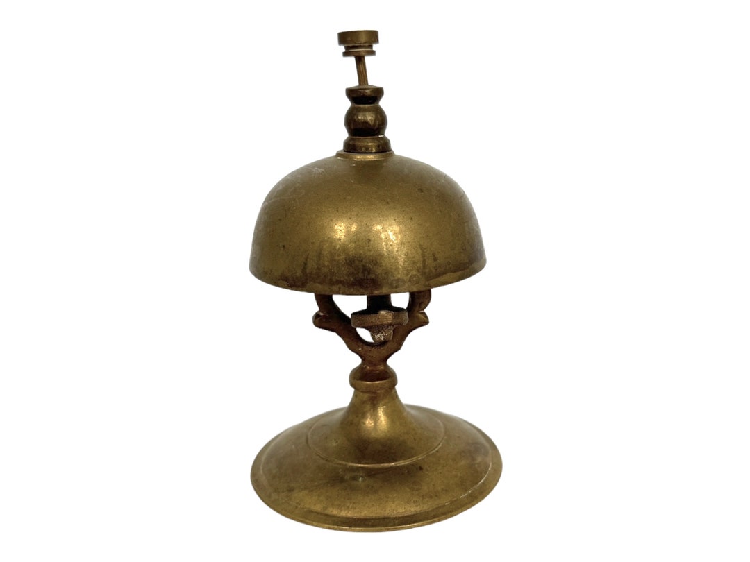 Vintage Brass Desk Bell: Antique Service Ringer, Patina Finish - Etsy
