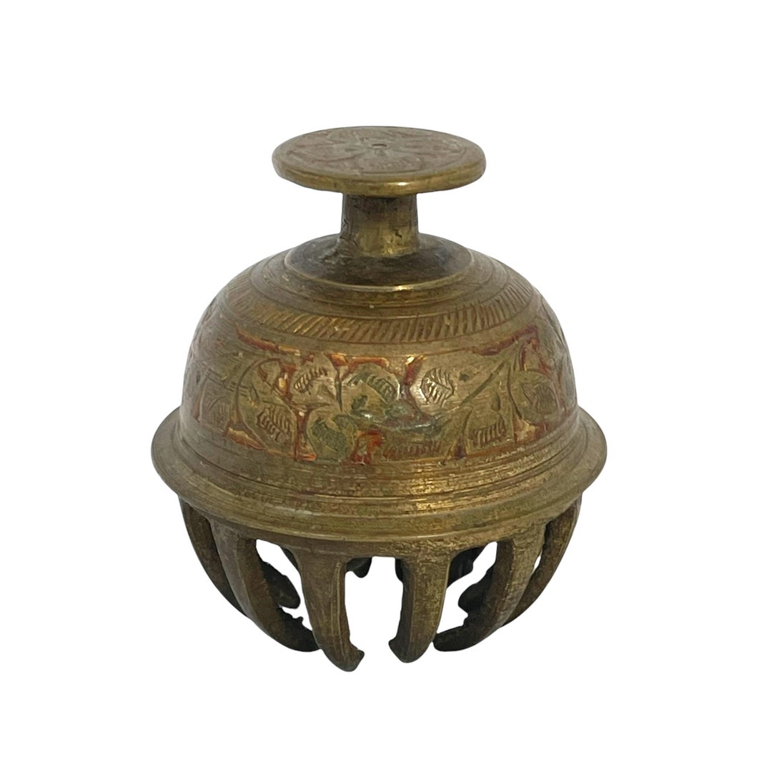 Vintage Brass Elephant Claw Bell, Small Brass Yoga Bell, Indian Hand ...