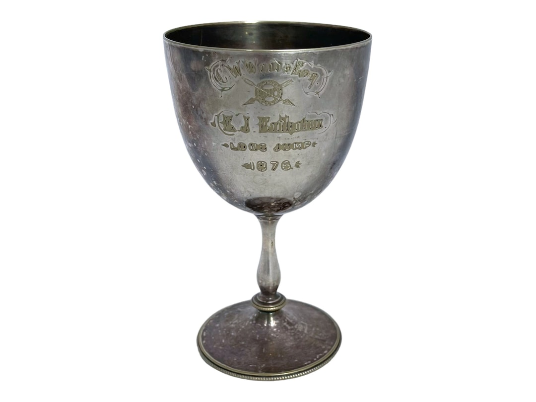 Antique Trophy Cup, Silver Plated Award Goblet, 1876 Engraved Award Cup ...