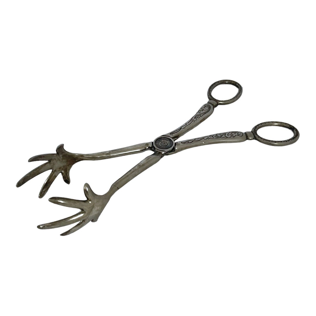 Vintage Silver Plated Scissor Claw Tongs, Italy Silver Bird Tongs ...