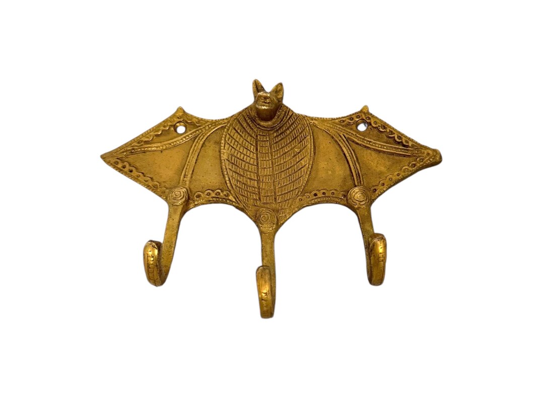 Vintage Brass Bat Key Hooks, Bat Wall Mounted Key Hanger, Bat Jewellery ...