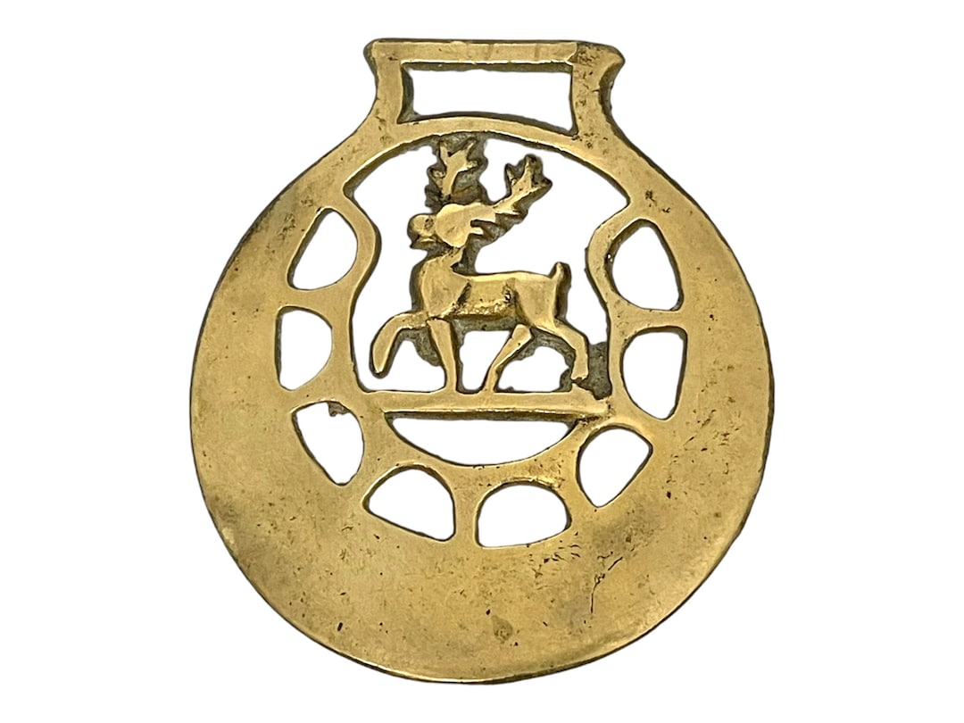 Vintage Horse Brass Stag, Brass Deer, Stag Antler, Deer Talisman ...