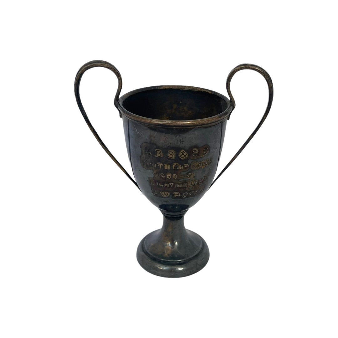 Vintage Trophy Cup, 1950s Silver Plated Trophy Cup, Rustic Angel Wing ...