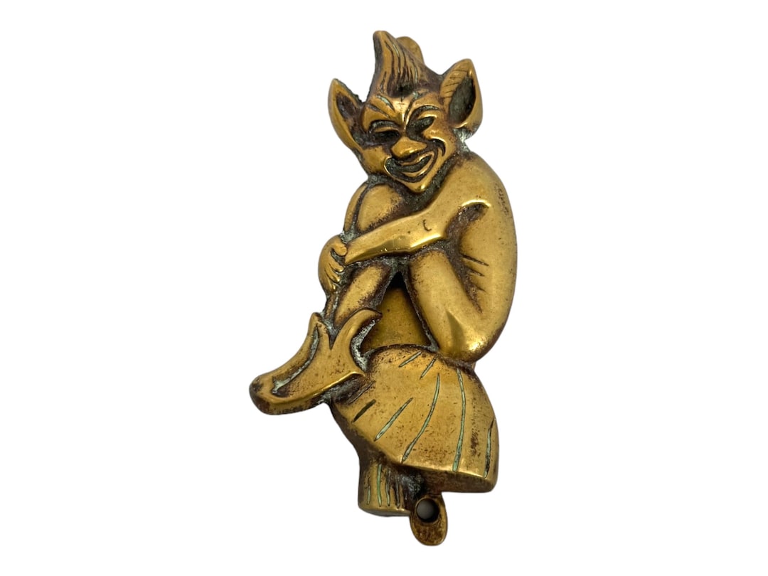 Vintage Pixie Door Knocker, Antique Brass Pixie Door Knocker, Lucky Elf ...