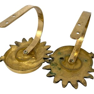 Vintage Brass Moon & Sun Hooks, Curtain Tie Backs, Pair of Brass Hooks ...