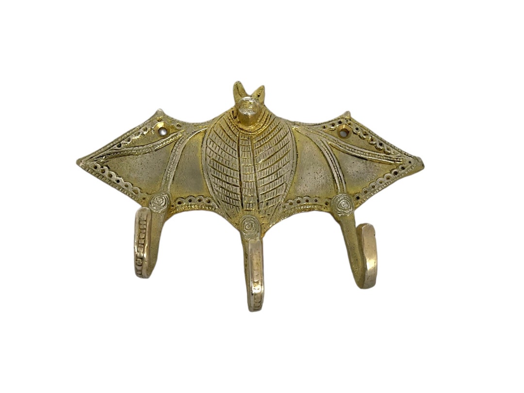 Vintage Brass Bat Key Hooks, Bat Wall Mounted Key Hanger, Bat Jewellery ...