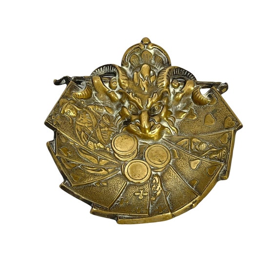 Vintage Brass Devil Dish Antique Coin Dish Card Gambling - Etsy