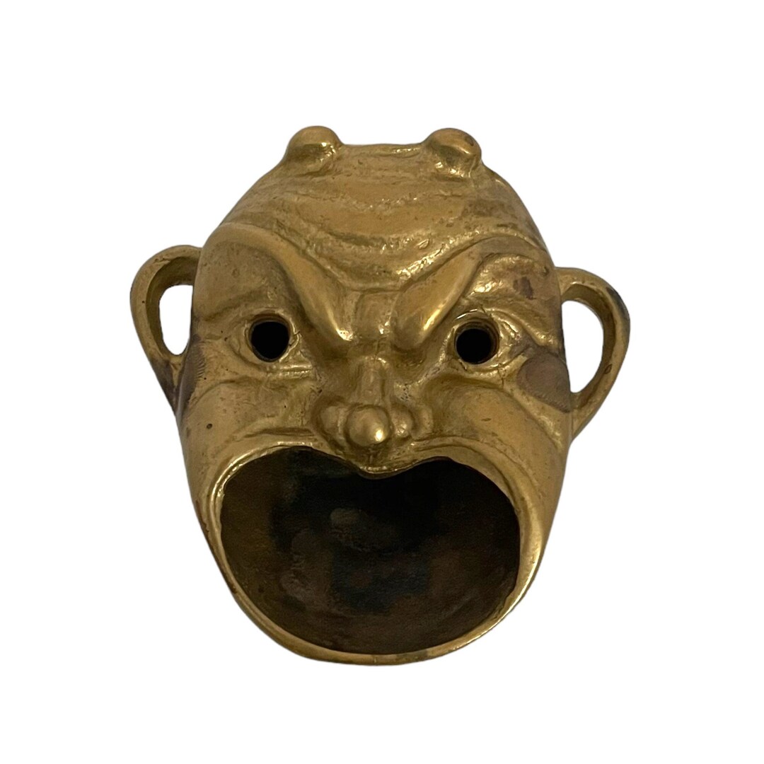 Vintage Devil Incense Burner, Brass Devil Offering Bowl, Antique, Brass ...