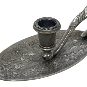 Vintage Seba Silver Plated Chamberstick: Floral Candle Holder, Made in ...