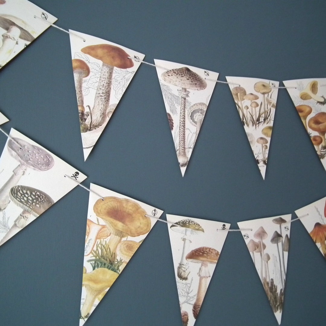 Paper Mushroom Bunting, Mushroom Decor, Paper Garland, Toadstool ...