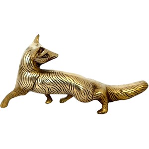Vintage Brass Fox Figurine, Charming Fox, Vixen Sculpture, Fox Statue ...