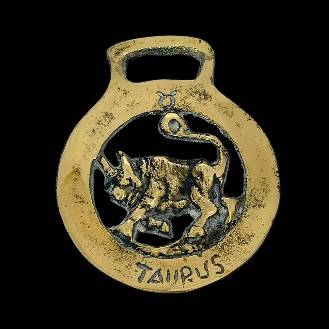 Vintage Horse Brass Taurus Star Sign, Zodiac Sign, Zodiac Decor, Zodiac ...